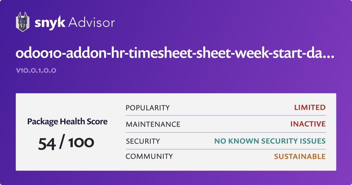 Odoo10 Addon Hr Timesheet Sheet Week Start Day Python Package Snyk