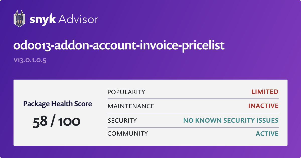 Odoo13 Addon Account Invoice Pricelist Python Package Snyk