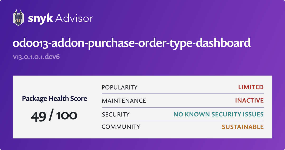 odoo13-addon-purchase-order-type-dashboard - Python package | Snyk