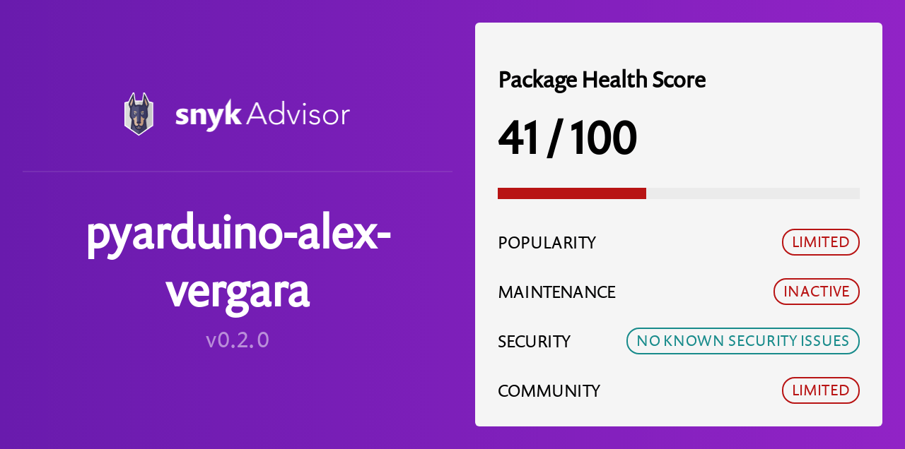pyArduino-ALEX-VERGARA - Python Package Health Analysis | Snyk pyArduino-ALEX-VERGARA - Python Package Health Analysis | Snyk