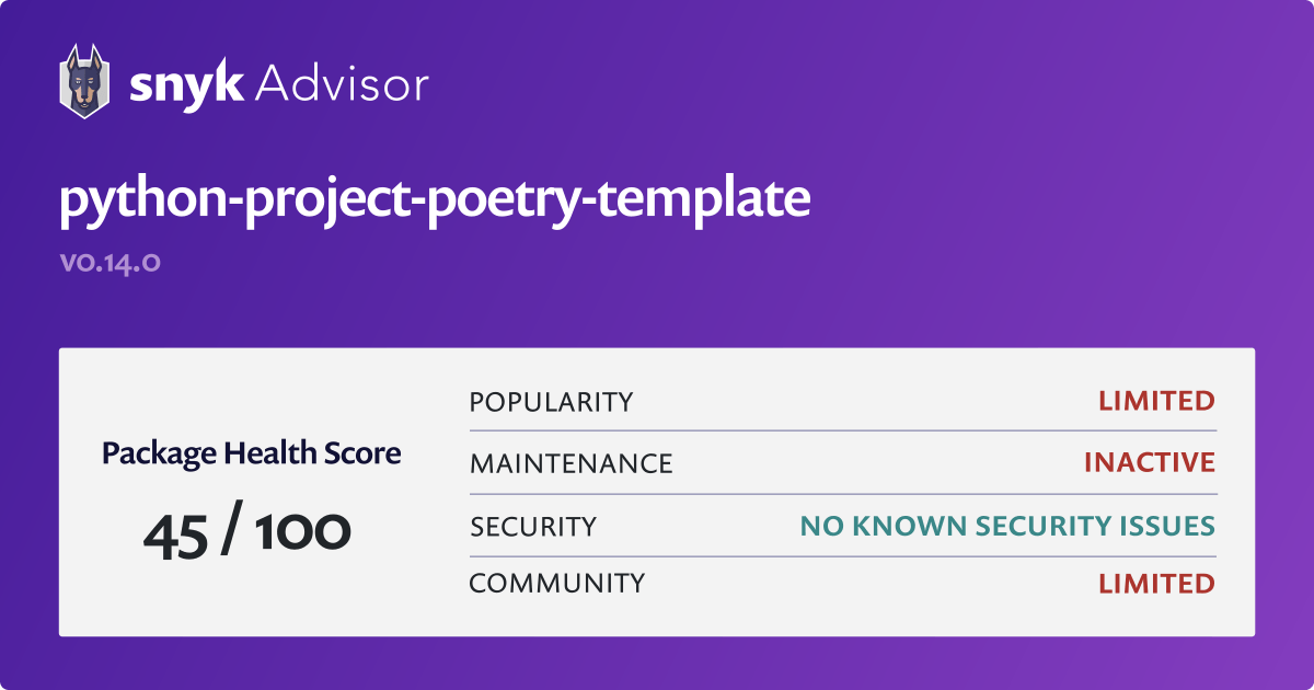 Python Project Poetry Template Python Package Snyk