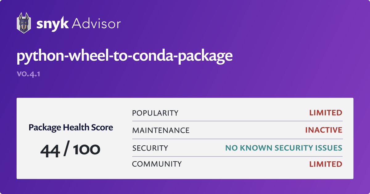 python-wheel-to-conda-package - Python package | Snyk