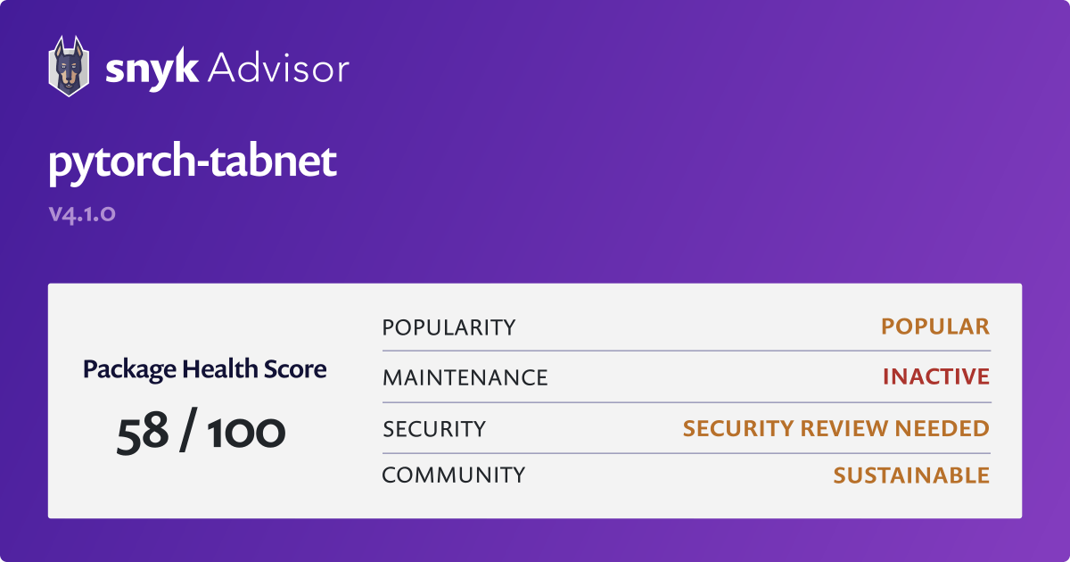 Pytorch Tabnet Python Package Health Analysis Snyk