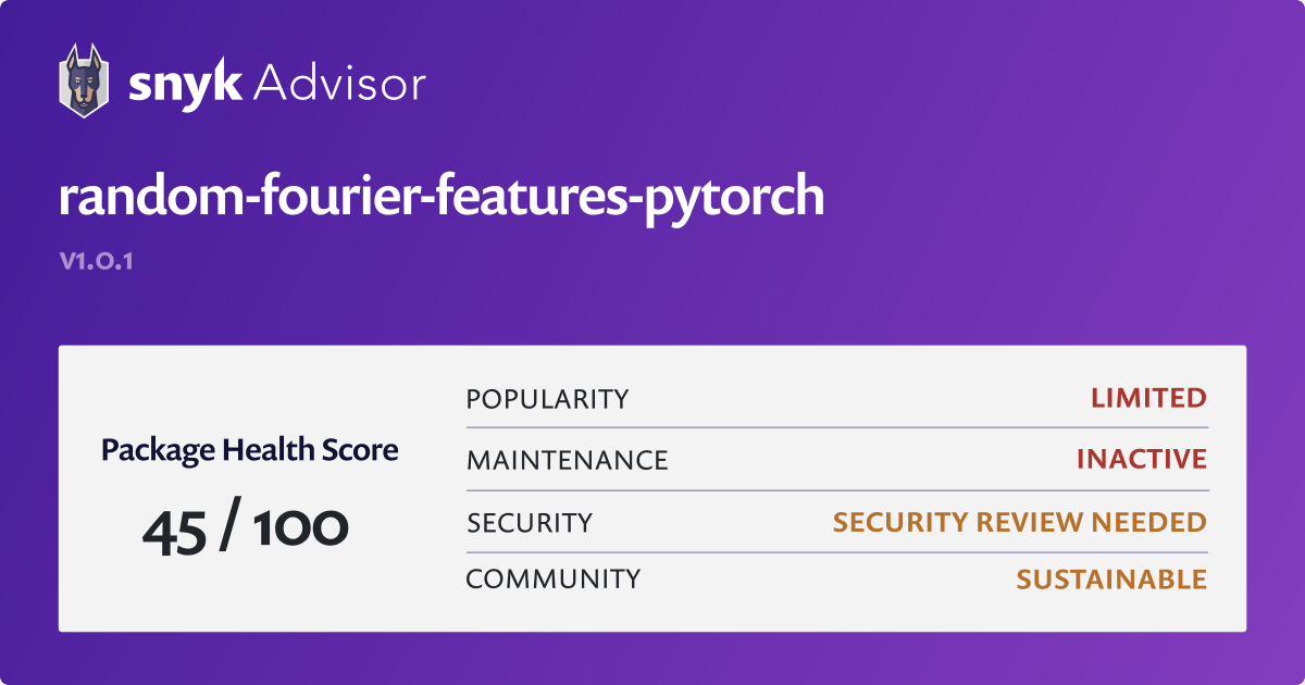 Random Fourier Features Pytorch Python Package Snyk