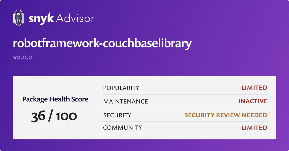 Robotframework Couchbaselibrary Python Package Snyk