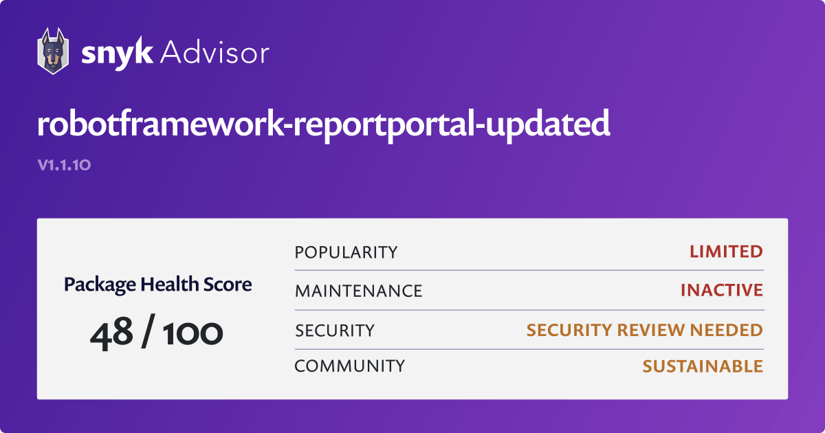 Robotframework Reportportal Updated Python Package Snyk