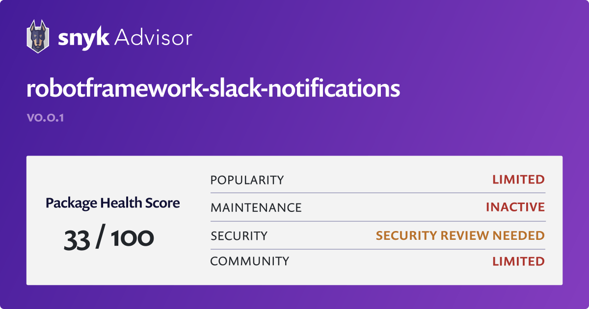 Robotframework Slack Notifications Python Package Snyk