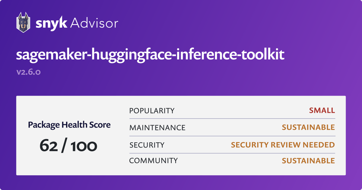 Sagemaker Huggingface Inference Toolkit Python Package Snyk