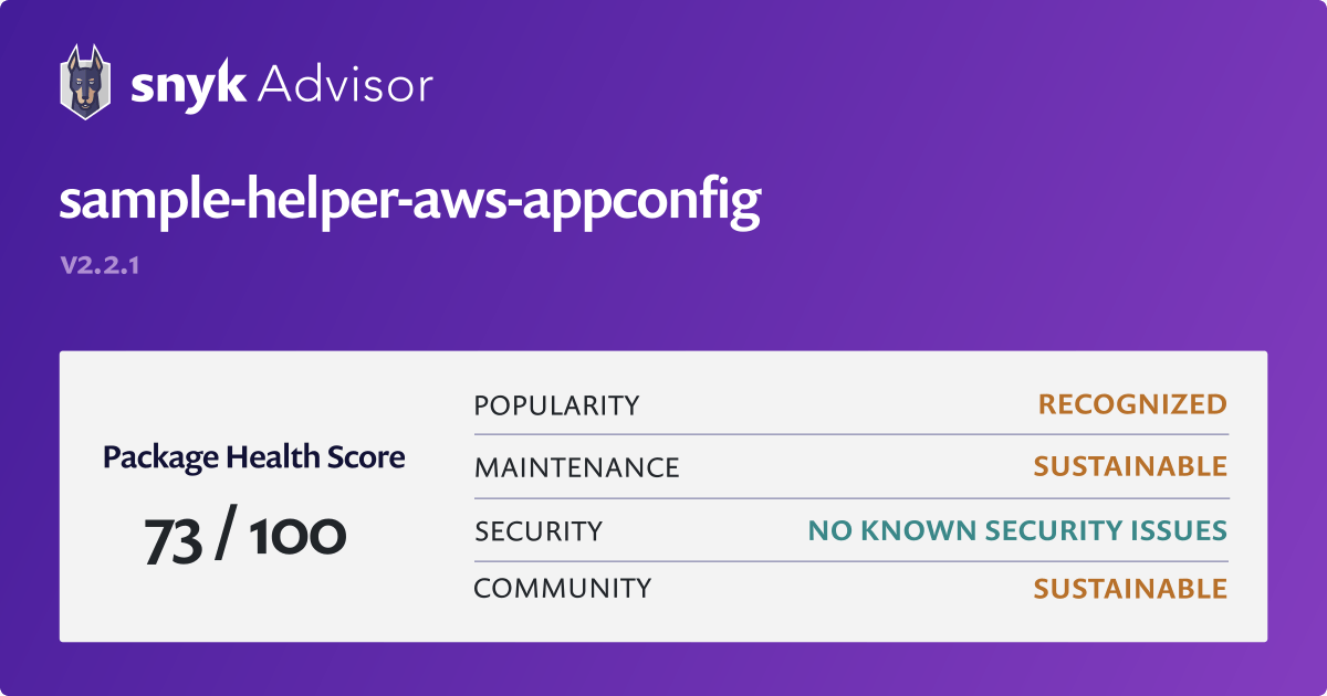 sample-helper-aws-appconfig - Python package | Snyk sample-helper-aws-appconfig - Python package | Snyk