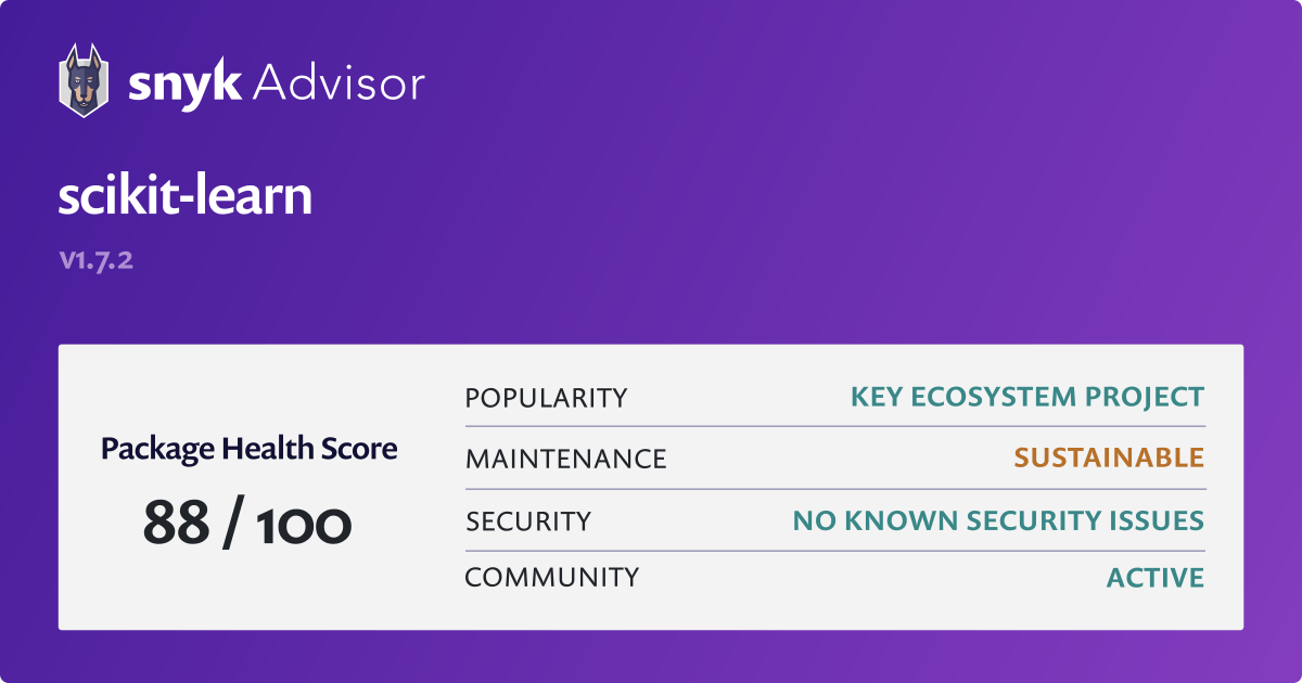 scikit-learn - Python Package Health Analysis | Snyk