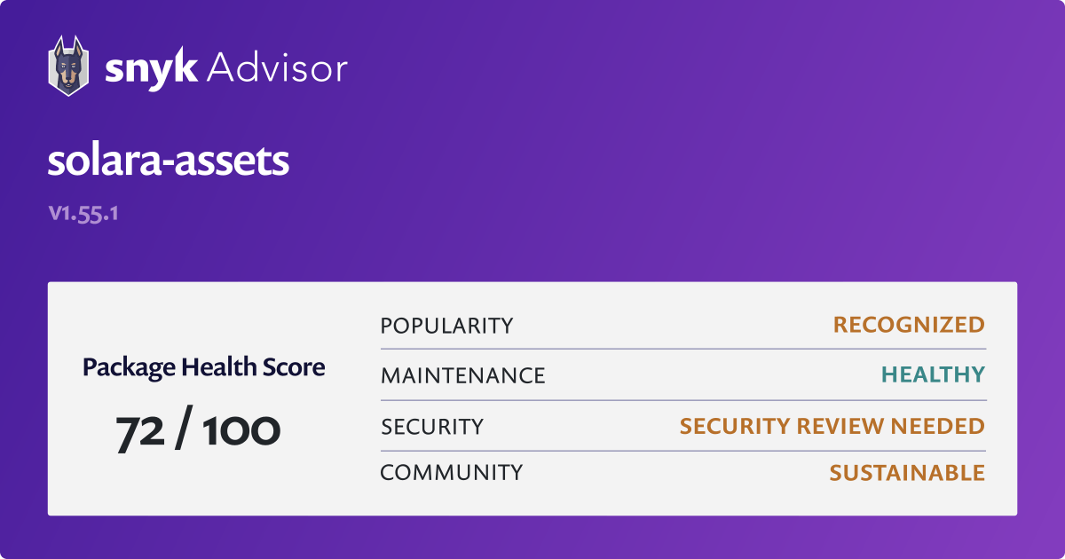 solara-assets - Python Package Health Analysis | Snyk