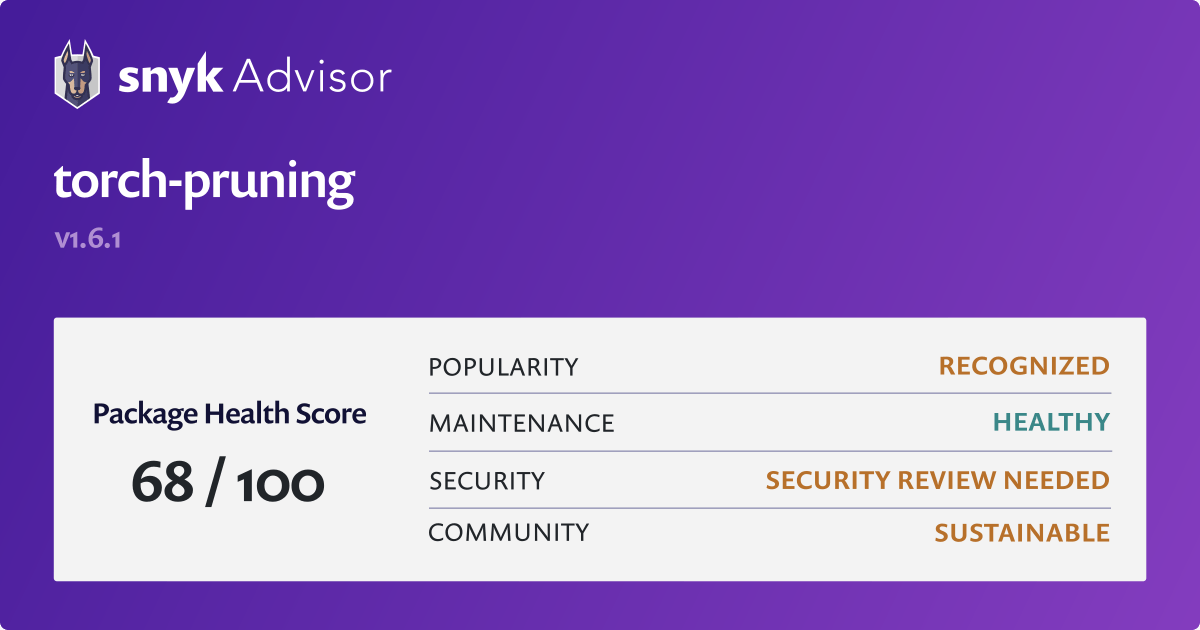 Torch Pruning Python Package Health Analysis Snyk