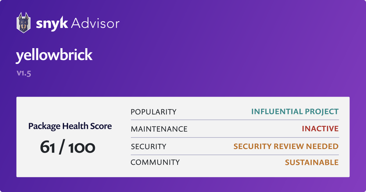 Yellowbrick Python Package Health Analysis Snyk