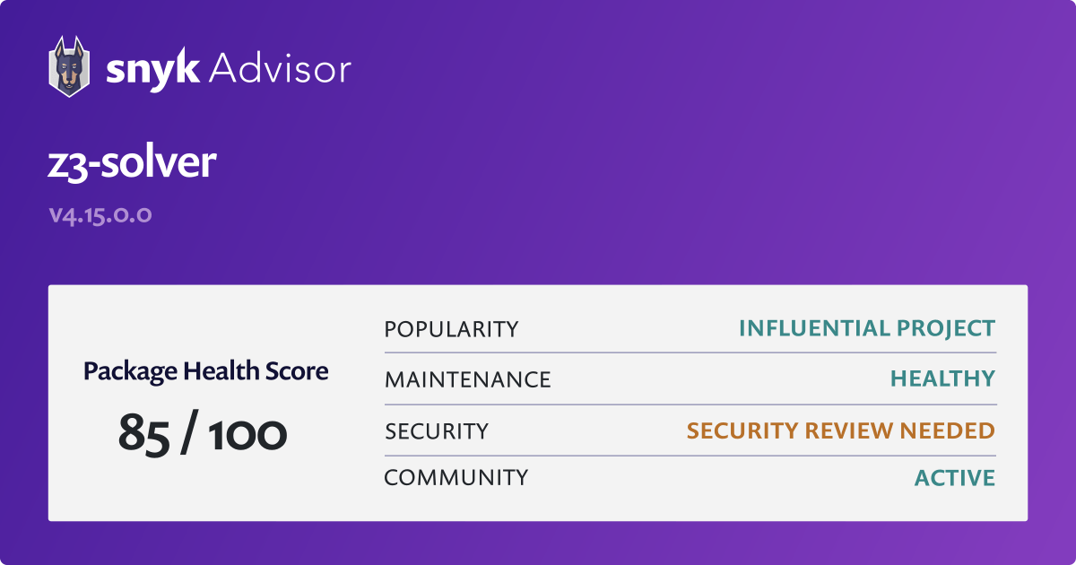 z3-solver - Python Package Health Analysis | Snyk z3-solver - Python Package Health Analysis | Snyk