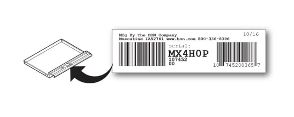 Serial Number Locator - Center Drawers | HON Office Furniture