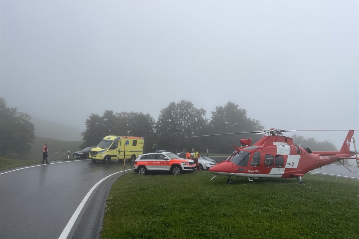 Tschappina GR – Stier greift Bauer an – Rega im Einsatz