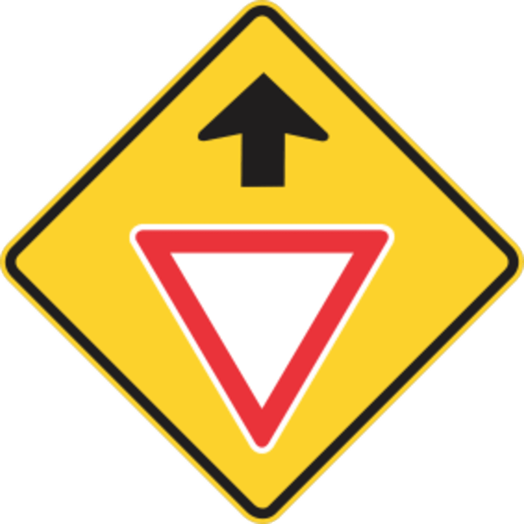 W3-2C Give Way Sign Ahead 900x900mm