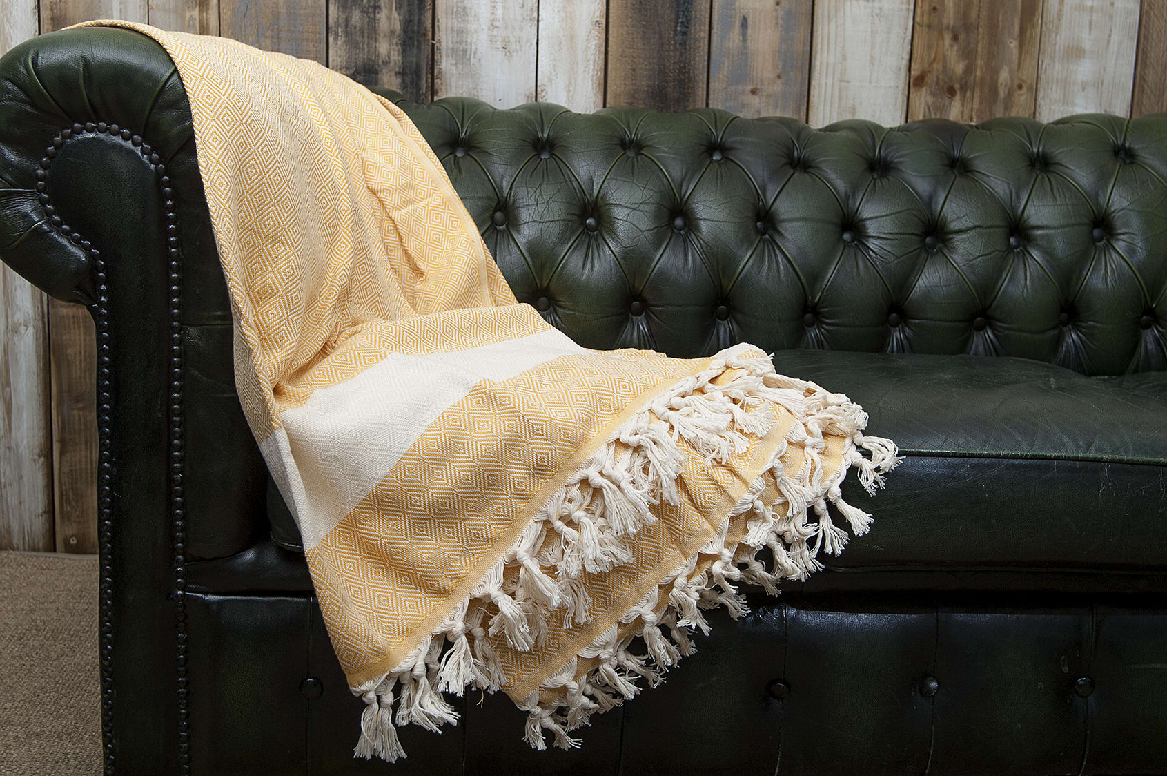 Mustard Yellow Diamond Throw