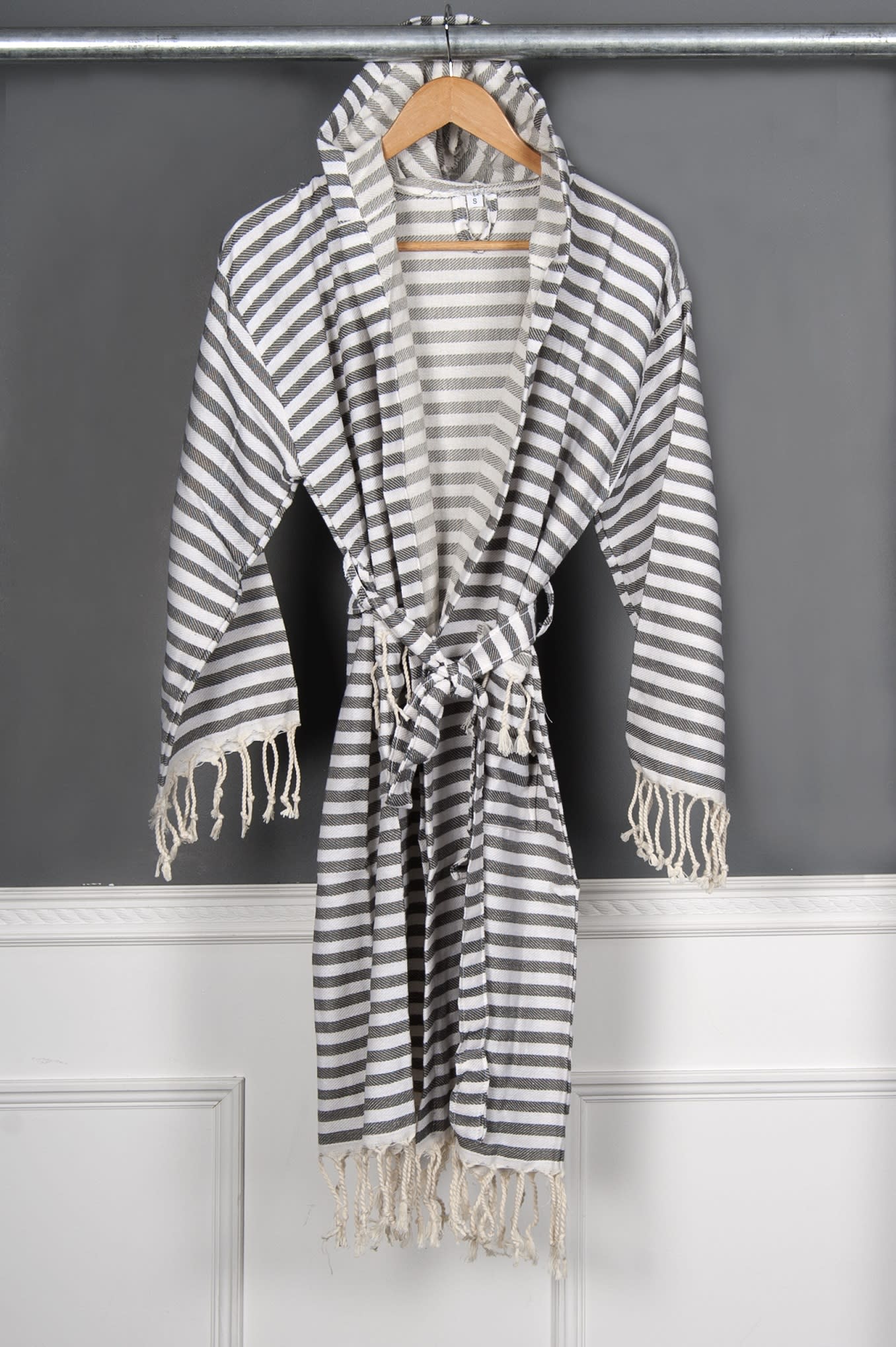 Striped Bathrobe Charcoal