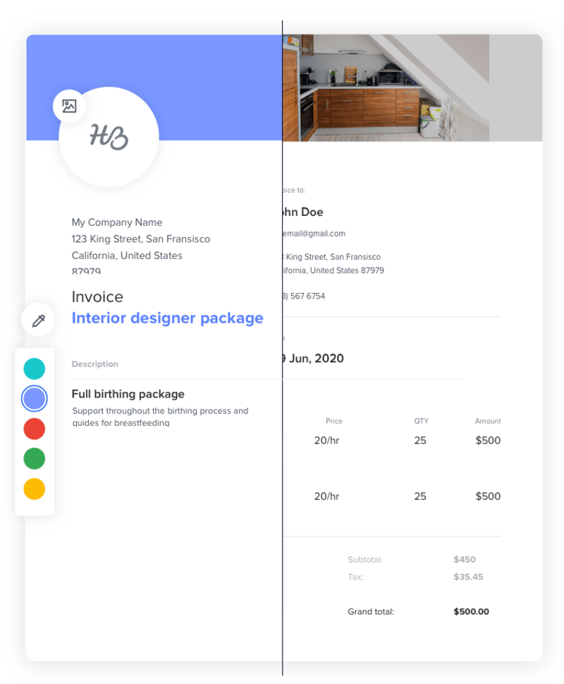 Invoice Templates For Interior Designers Honeybook