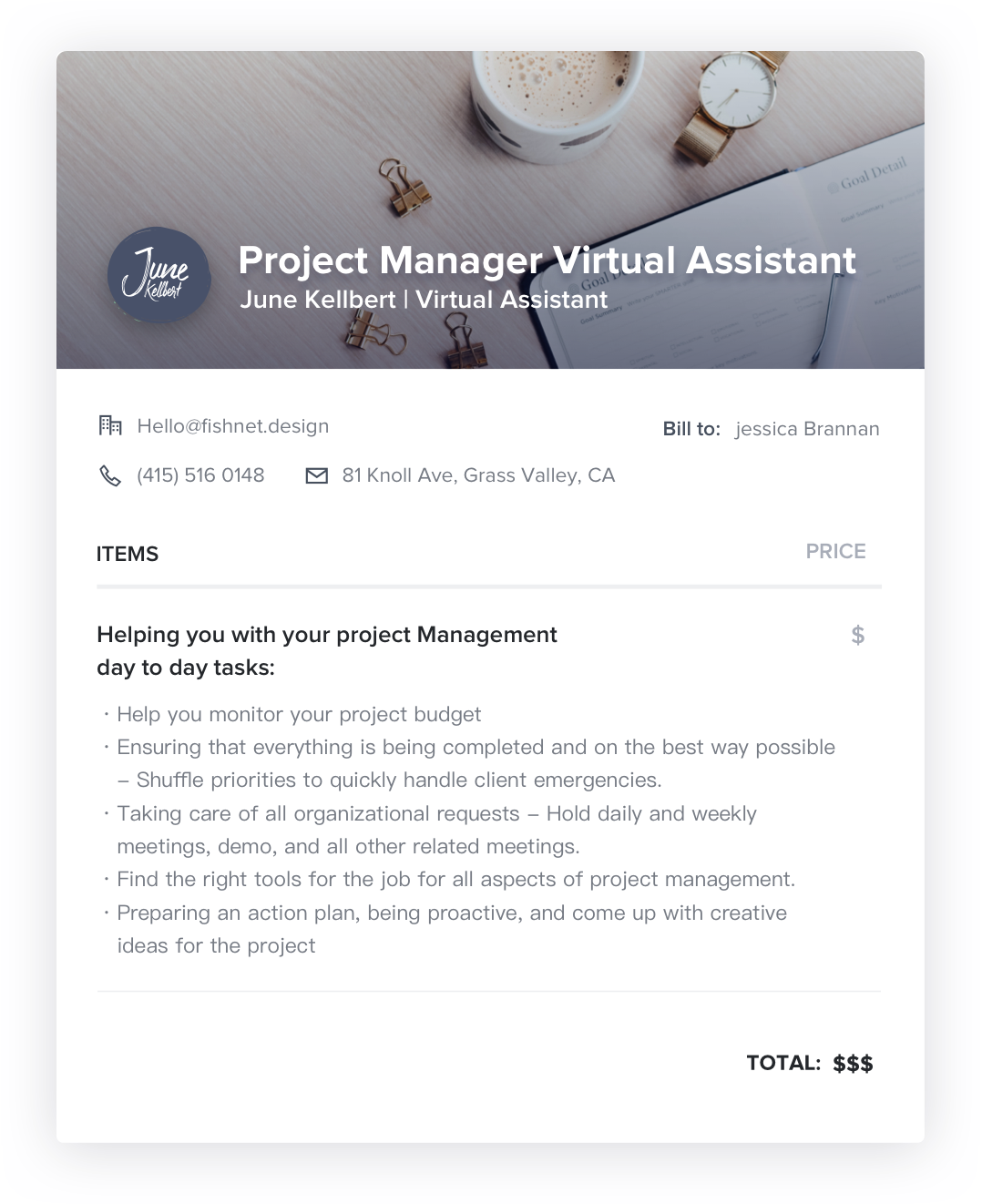 The Best Free Invoice Templates for Virtual Assistants | HoneyBook