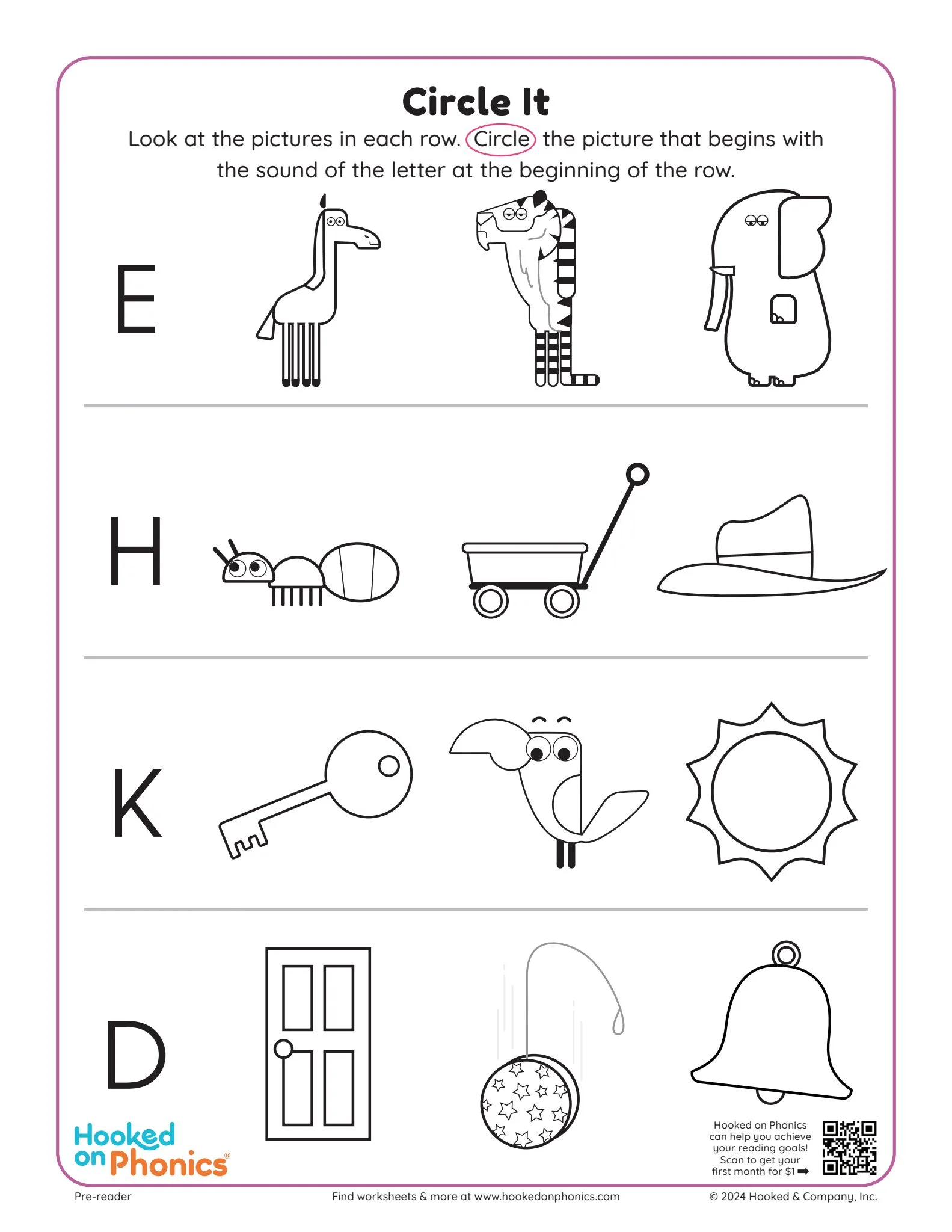 Capital Letters Circle It 1 Worksheet | Hooked on Phonics