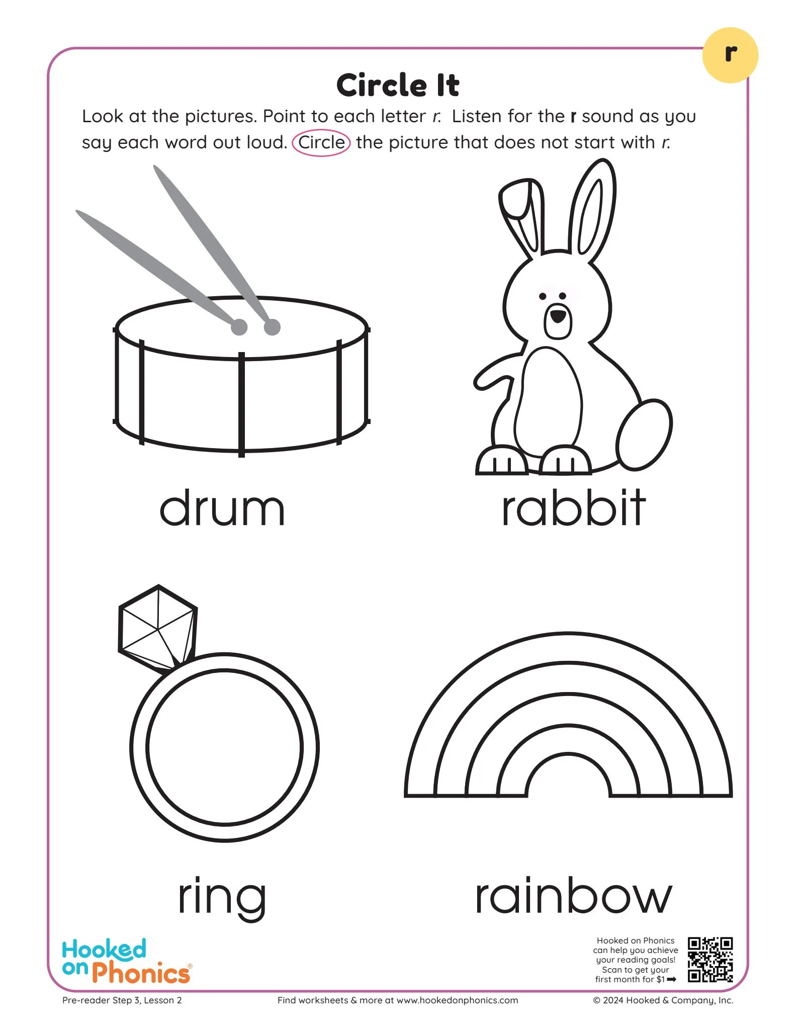 Letter R Circle It Worksheet | Hooked on Phonics