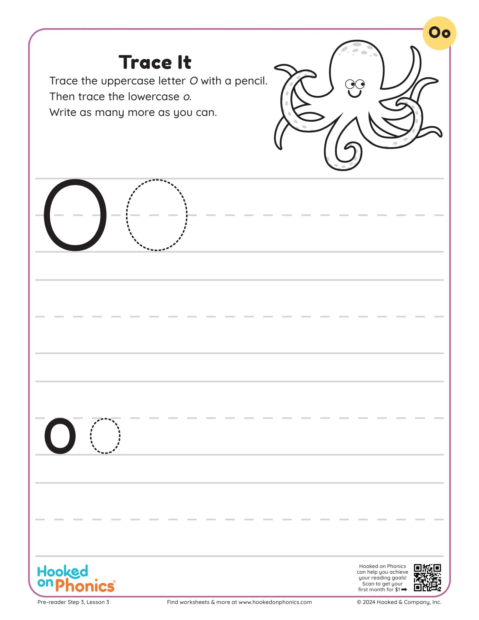 Letter O Trace It Worksheet | Hooked on Phonics