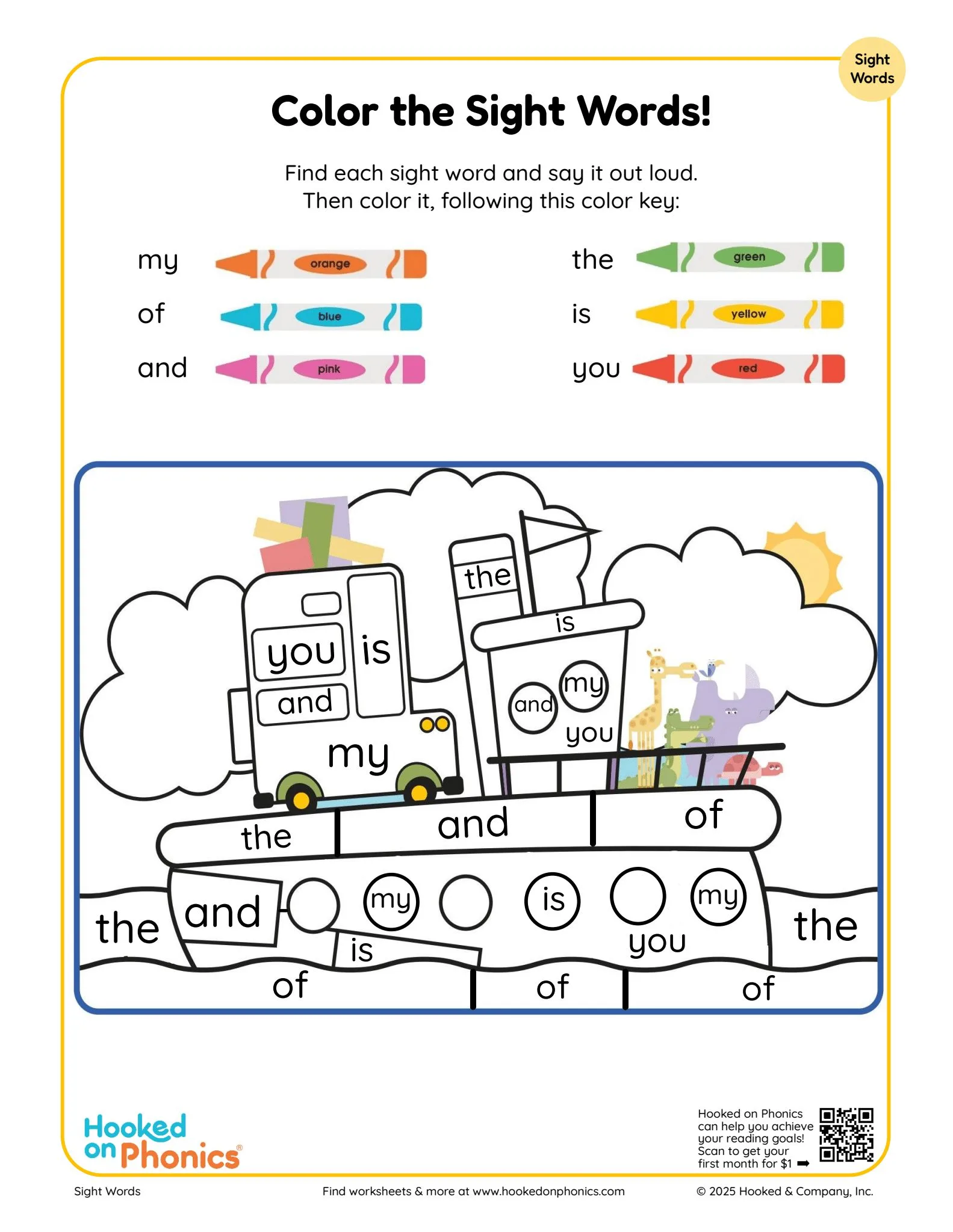 Color the Sight Words | Hooked on Phonics