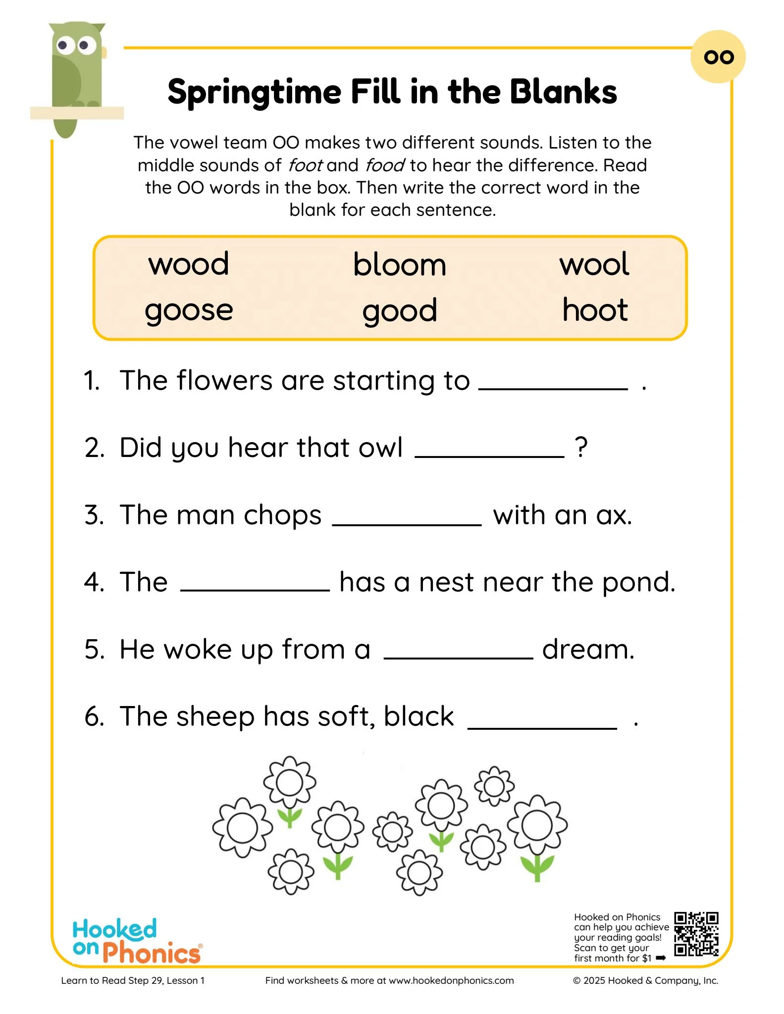 OO Vowel Team Fill in the Blanks | Hooked on Phonics