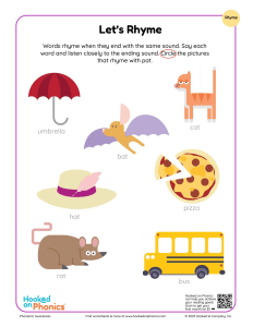 Rhyming Words Worksheets | Hooked on Phonics