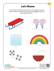 Rhyming Words Worksheets | Hooked on Phonics