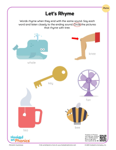 Rhyming Words Worksheets | Hooked on Phonics