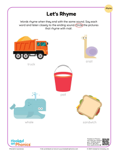 Rhyming Words Worksheets | Hooked on Phonics