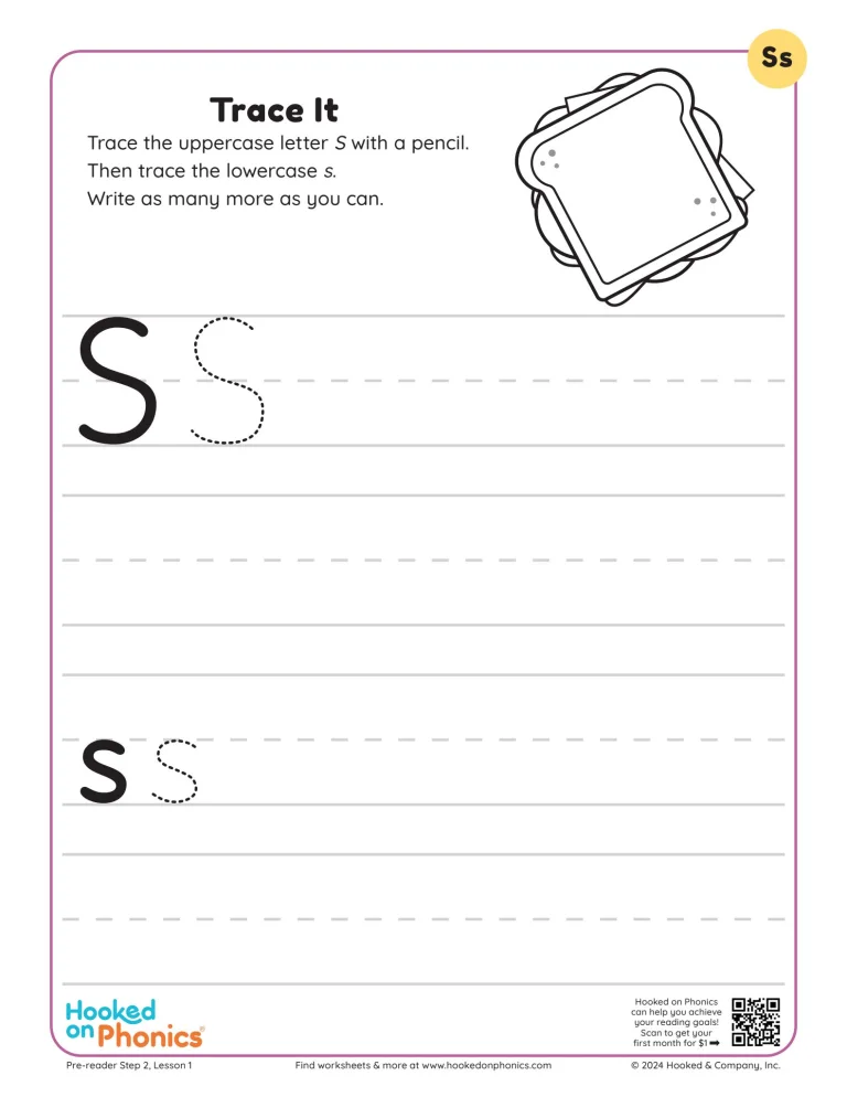 Letter S Trace It Worksheet | Hooked on Phonics