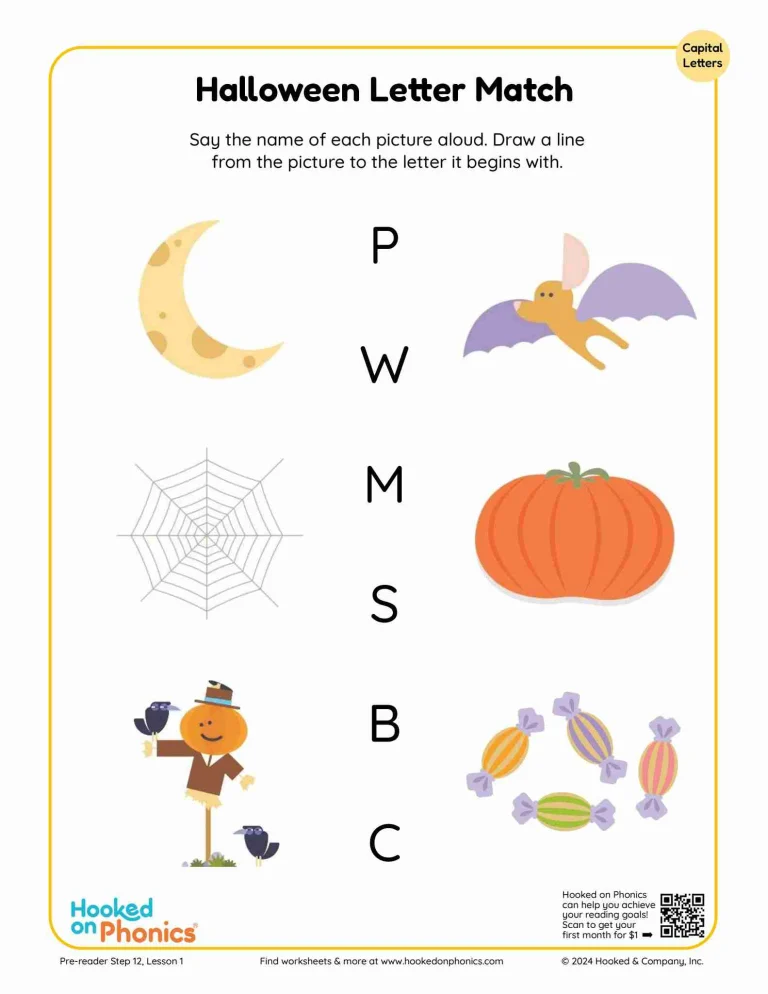 Capital Letters Match Halloween | Hooked on Phonics
