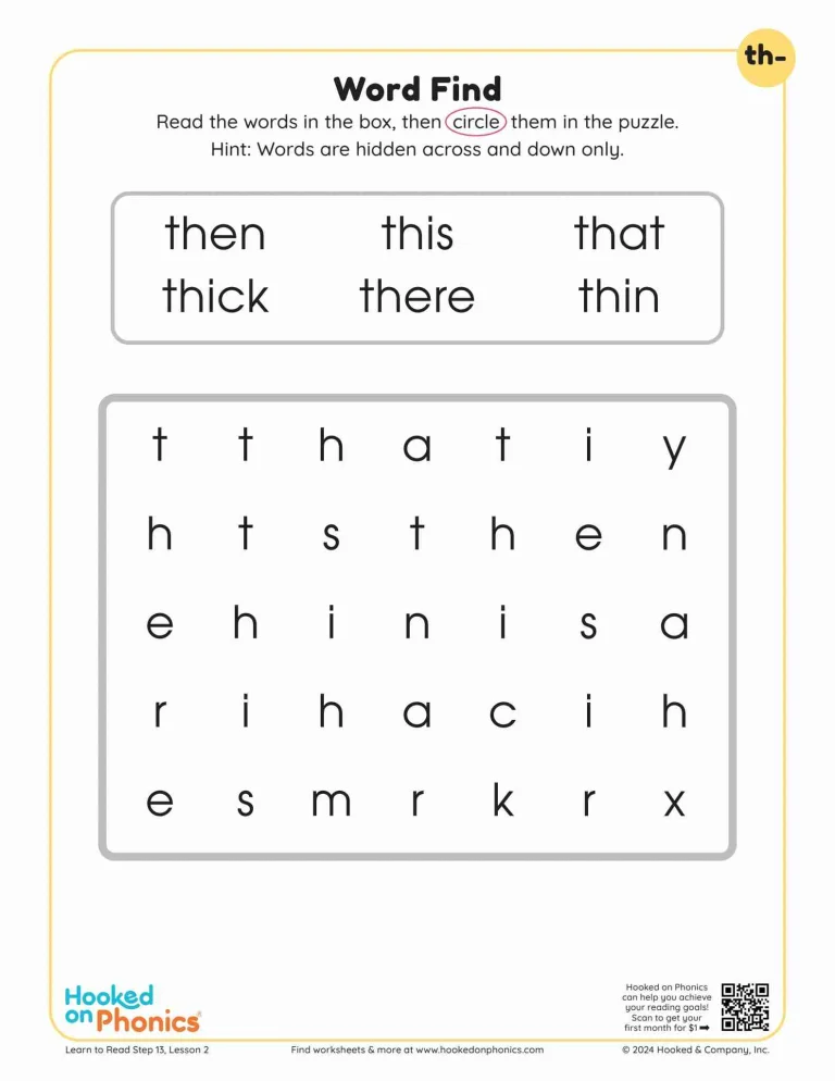 TH Words Word Find | Hooked on Phonics