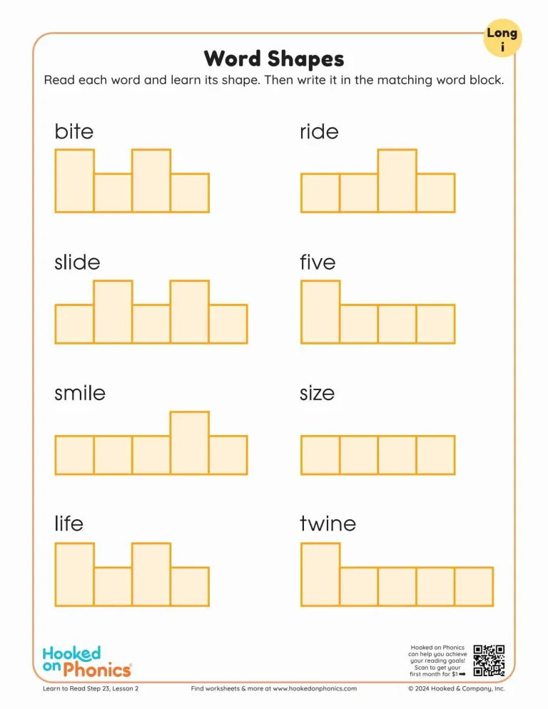 Long I Vowel Word Shapes | Hooked on Phonics