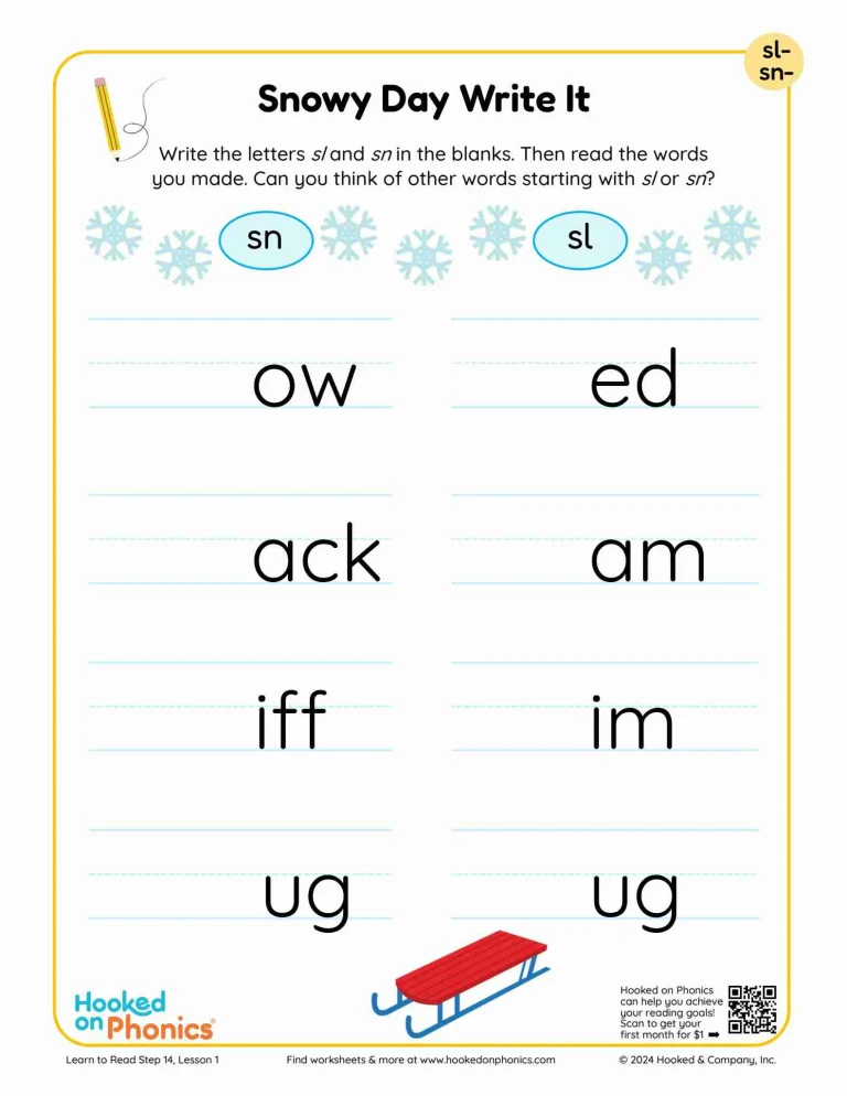 SL-SN Beginning Blend Write It Holidays | Hooked on Phonics