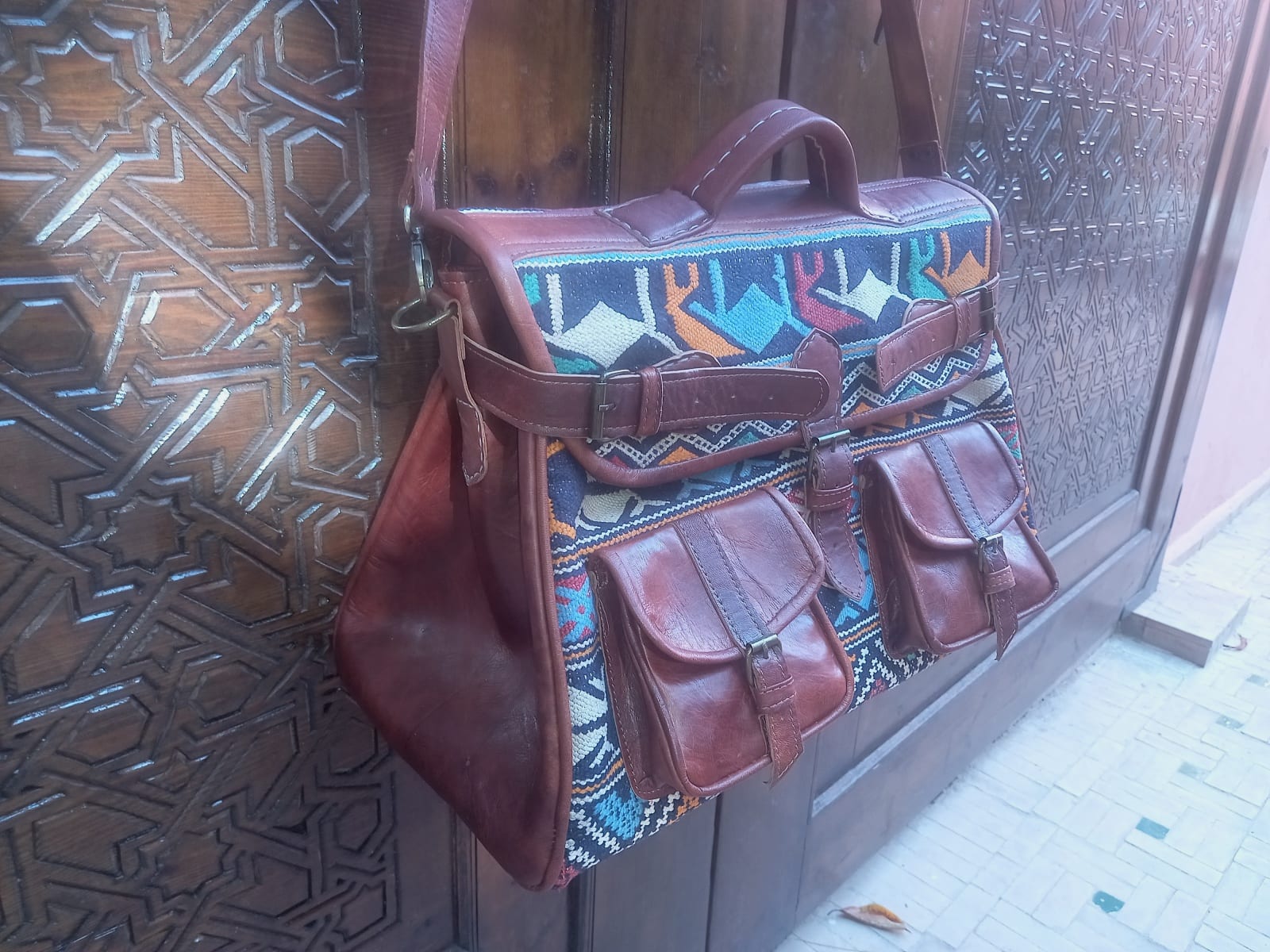 bag leather and Sabra silk Colored Morocco | Fair Trade Morocco Anou