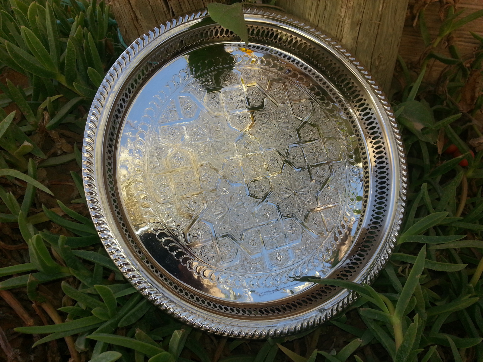 Plate Yellow Copper Yellow, Grey Morocco | Fair Trade Morocco Anou