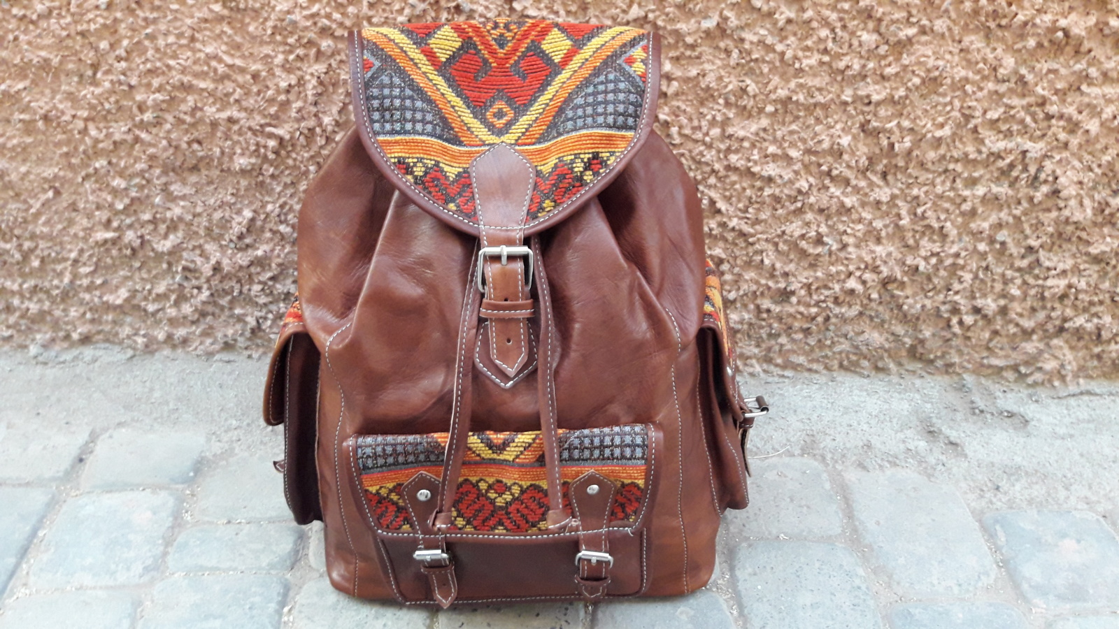 bag leather and Sabra silk Brown Morocco | Fair Trade Morocco Anou