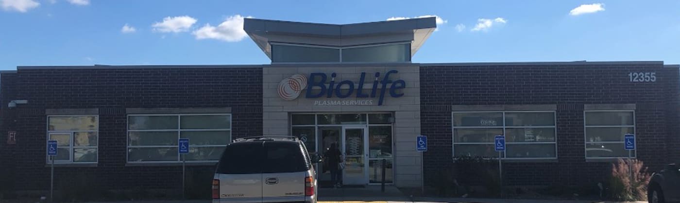 Front entrance of BioLife Plasma Services plasma donation center in ...