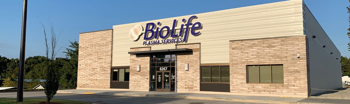 Front entrance of newly constructed BioLife Plasma Services plasma ...