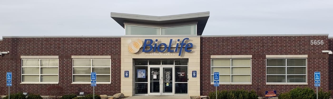 Front entrance of BioLife Plasma Services plasma donation center in ...