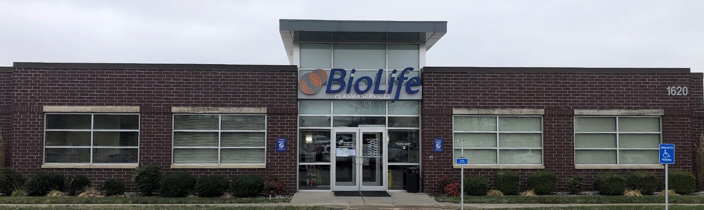 Front entrance of BioLife Plasma Services plasma donation center in ...