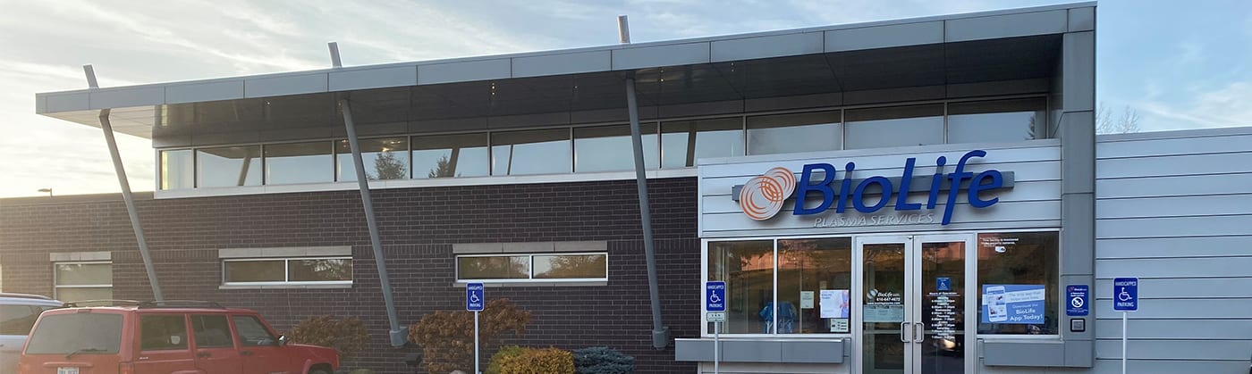 Front entrance of BioLife Plasma Services plasma donation center in ...