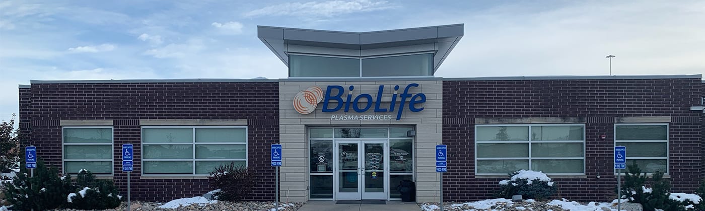 Snow on the ground at BioLife Plasma Services plasma donation center in ...