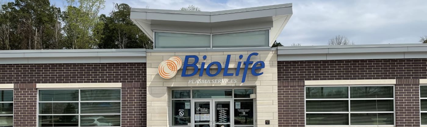 Front entrance of BioLife Plasma Services plasma donation center in ...