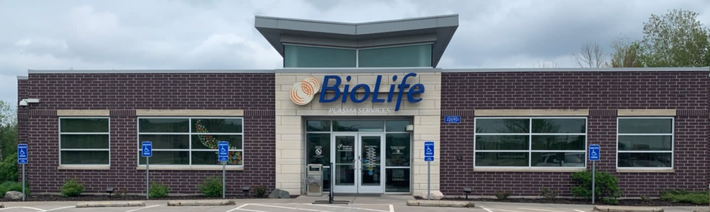 Front entrance of BioLife Plasma Services plasma donation center in ...